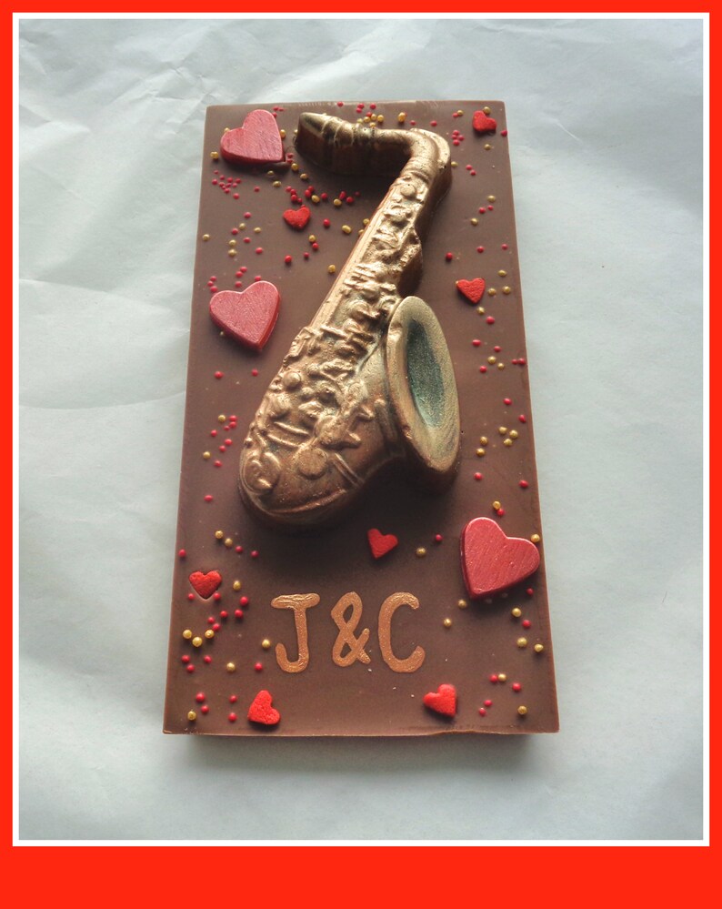 Hand Painted Saxophone Chocolate Bar: Personalized Musician Gift - Cake ...