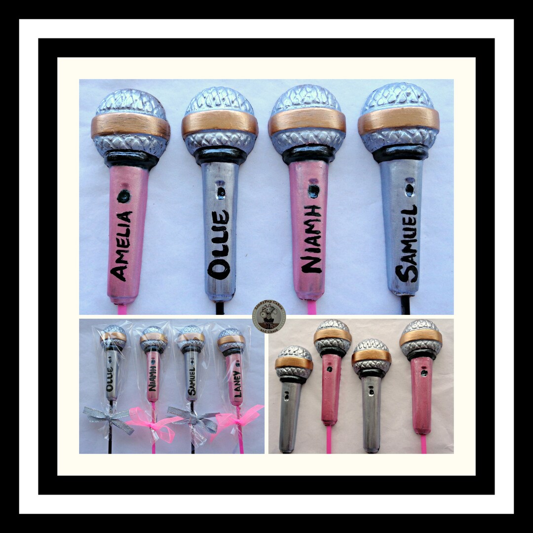 Microphone Chocolate Lollipops: Hand-painted Party Favours Set of 4 ...
