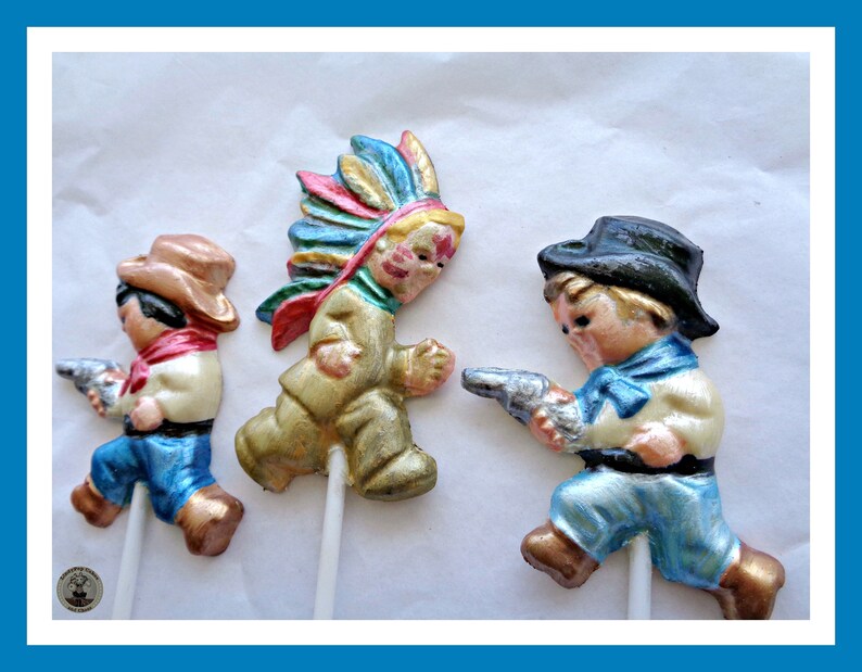 Chocolate Cowboy and Indian Lollipops/Wild West Party/Cowboy | Etsy