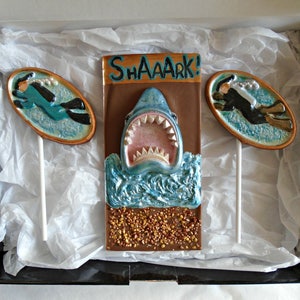 Shark Gift/chocolate Shark/jaws Chocolate Gift/edible Shark Lollipop ...