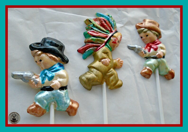 Chocolate Cowboy and Indian Lollipops/Wild West Party/Cowboy | Etsy