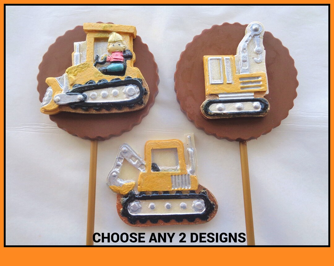 Chocolate Construction Vehicles/boys Builder Birthday/ Crane/bulldozer ...