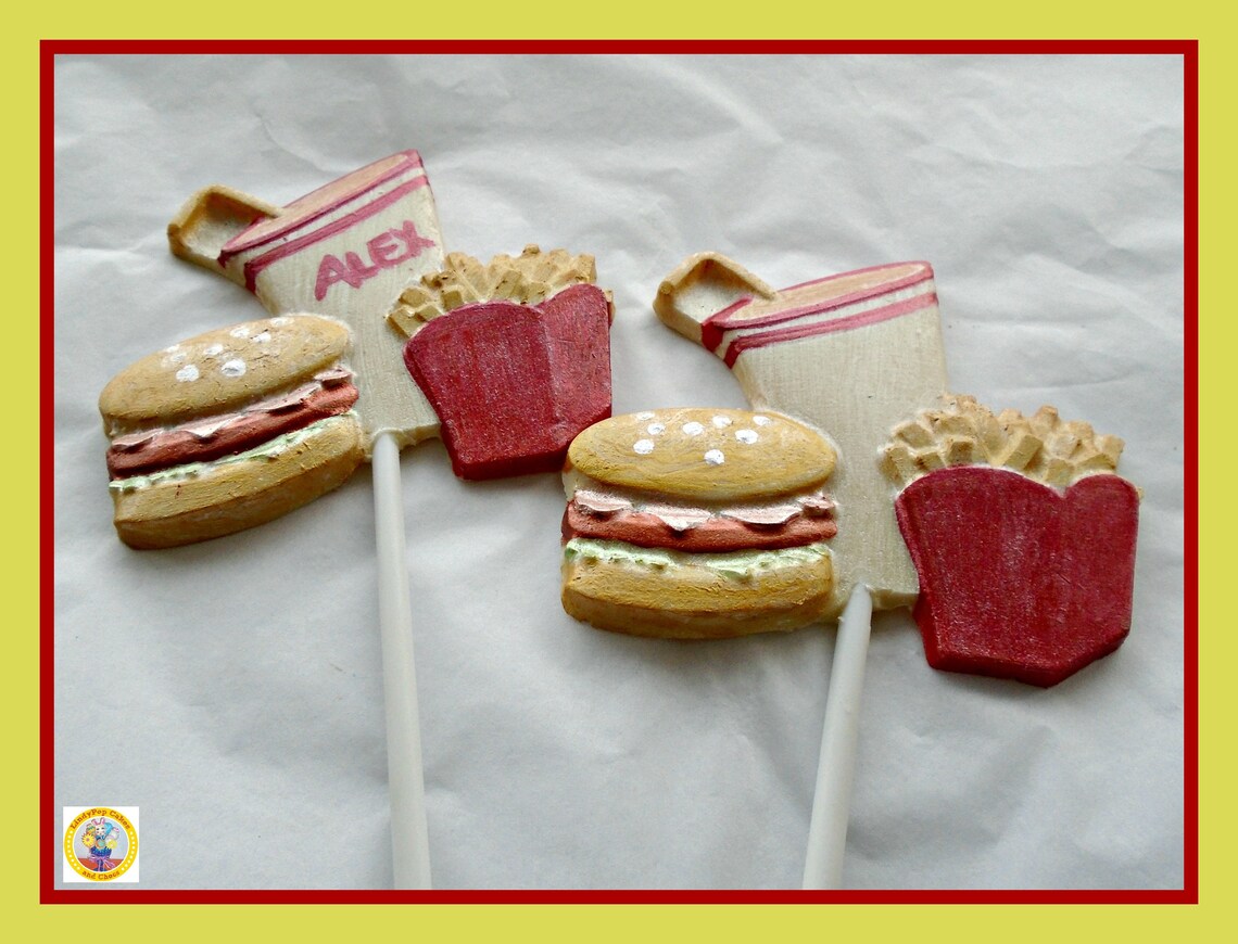Chocolate Burger Lollipops/Pretend Food/Fake Burger Fries - Etsy España