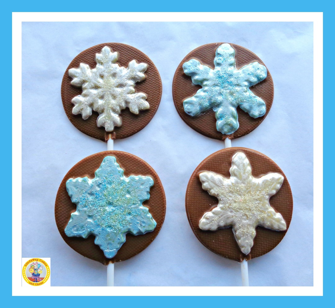 Snowflake Chocolate Lollipops: Winter Frozen Party Favors - Cake Topper ...