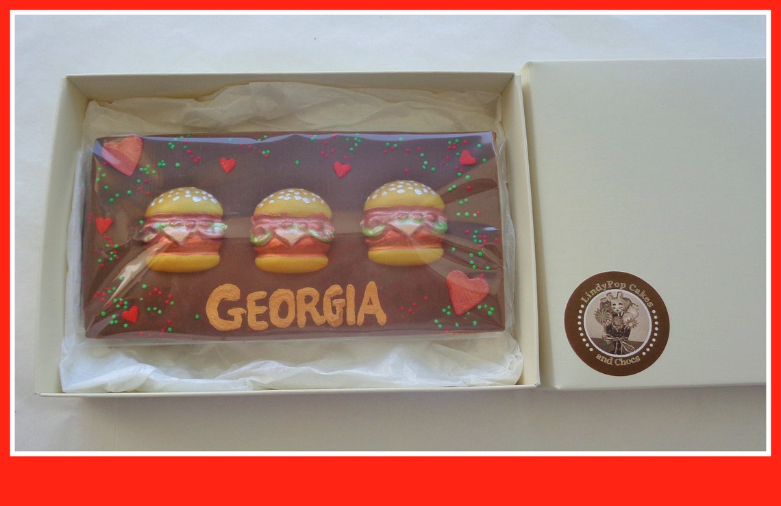 Chocolate Burger Gift/chocolate Bar/fast Food Fan/pretend - Etsy