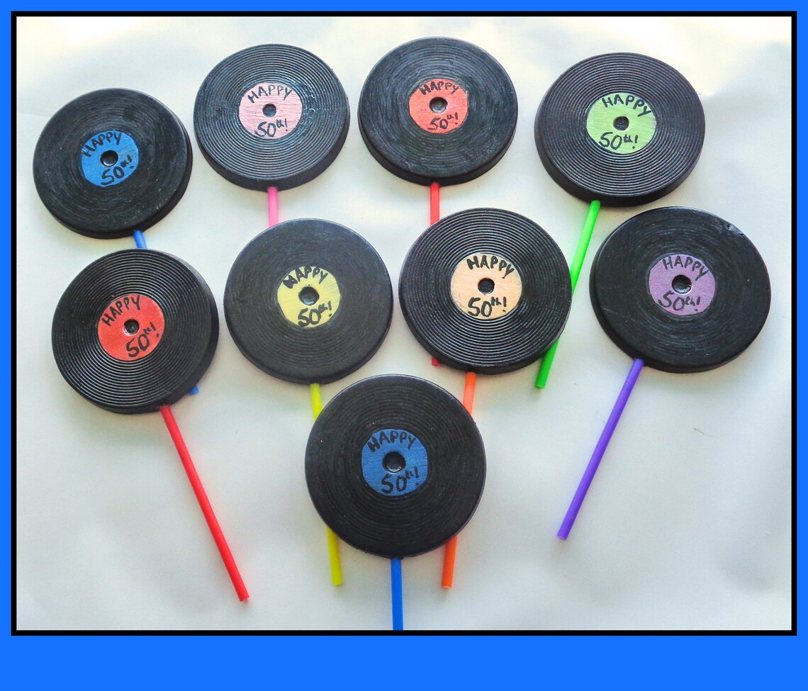 Vinyl Record Chocolate Lollipops: Personalised Party Favours (set of 3 ...