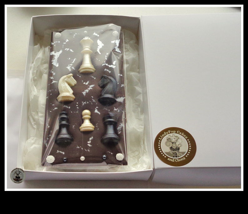 Hand-painted Chocolate Chess Gift: Personalised Belgian Chocolate Bar ...