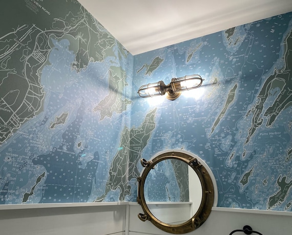 Nautical Chart Wallpaper Pattern GW1051 Nautical Map Peel And Stick