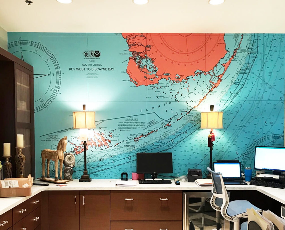 Nautical Chart Wallpaper Nautical Map Wallpaper - Etsy