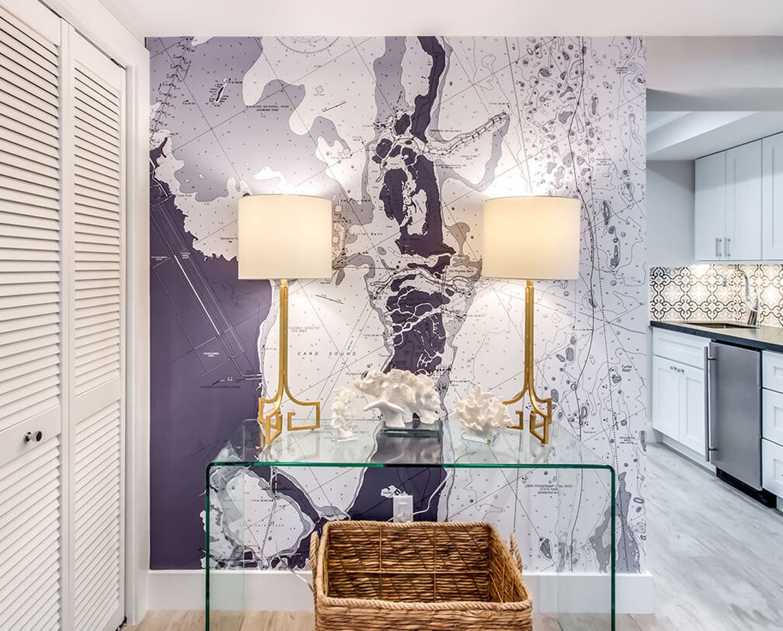 Nautical Chart Wallpaper Nautical Map Wallpaper - Etsy