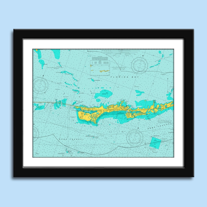 Marathon FL - Marathon FL Key - Florida Keys - Nautical Chart Decor - Etsy