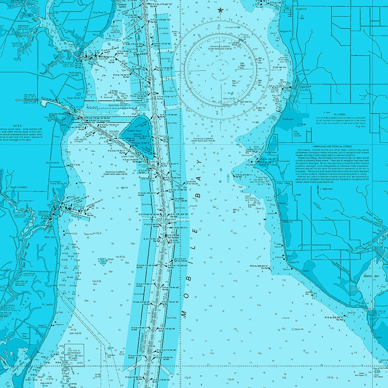 Mobile AL - Mobile Bay AL - Nautical Chart Decor - Etsy