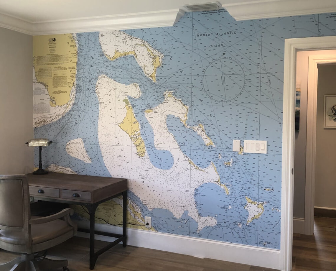Nautical Chart Wallpaper Nautical Map Wallpaper - Etsy Canada