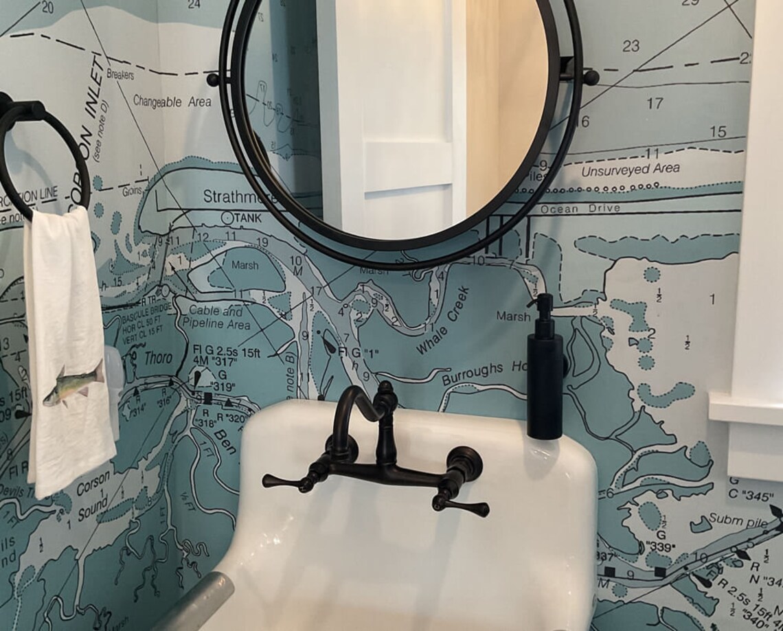 Nautical Chart Wallpaper Nautical Map Wallpaper - Etsy