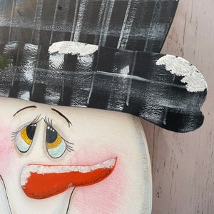Hand Painted Wooden Snowman, Snowman Door Hanger, Wreath Attachment - Etsy