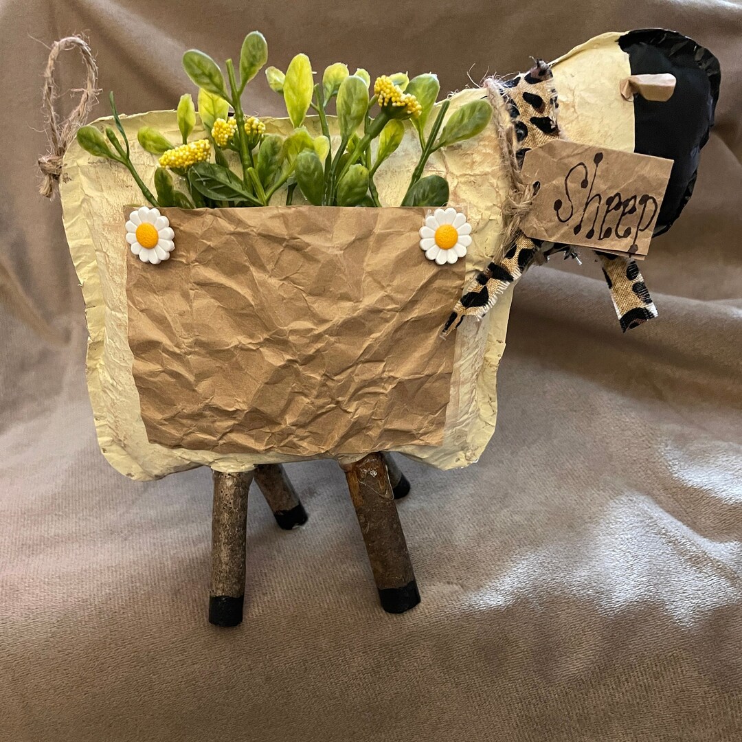 Primitive Sheep, Rustic Sheep, Paper Bag Sheep, Primitive Decor, Tier ...