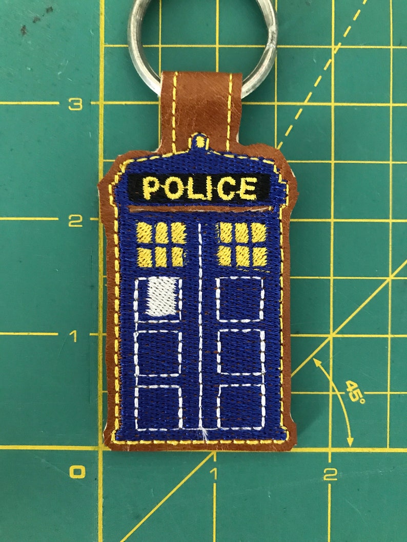 ITH Tardis Key Fob Embroidery Design - Tardis Key Fob With Quarter or ...