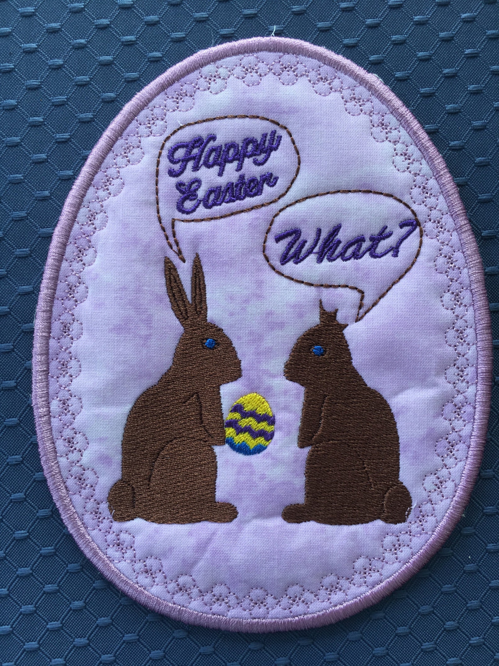 Happy Easter Easter Mug Rug Chocolate Rabbit ITH Design - Etsy