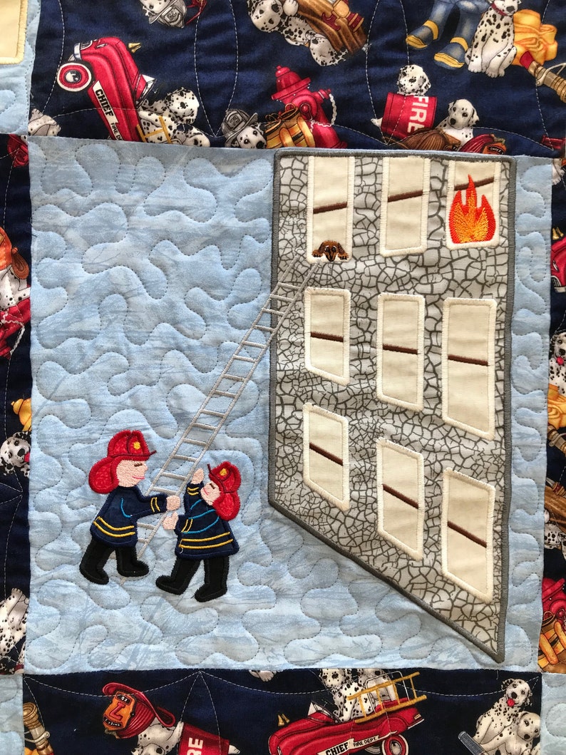 Fireman Quilt Embroidery desings 12 sqaures in design pack | Etsy