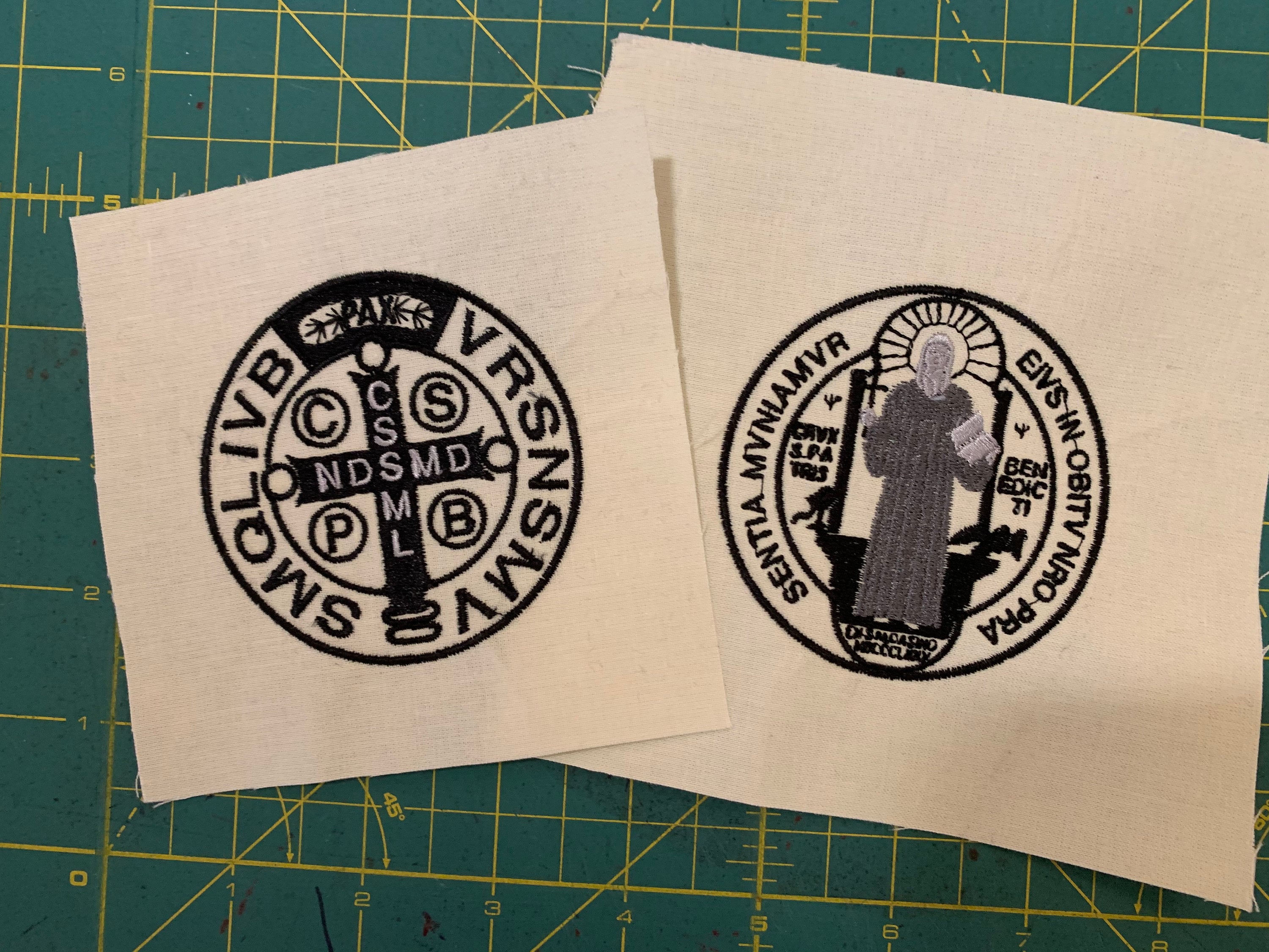 St Benedict Medal Embroidery Design Front and back 2 sizes | Etsy
