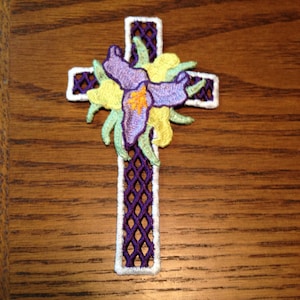 FSL Cross - 2 Sizes 4x4 or 5x7 Hoop - Cross With Lily - FSL Cross ...