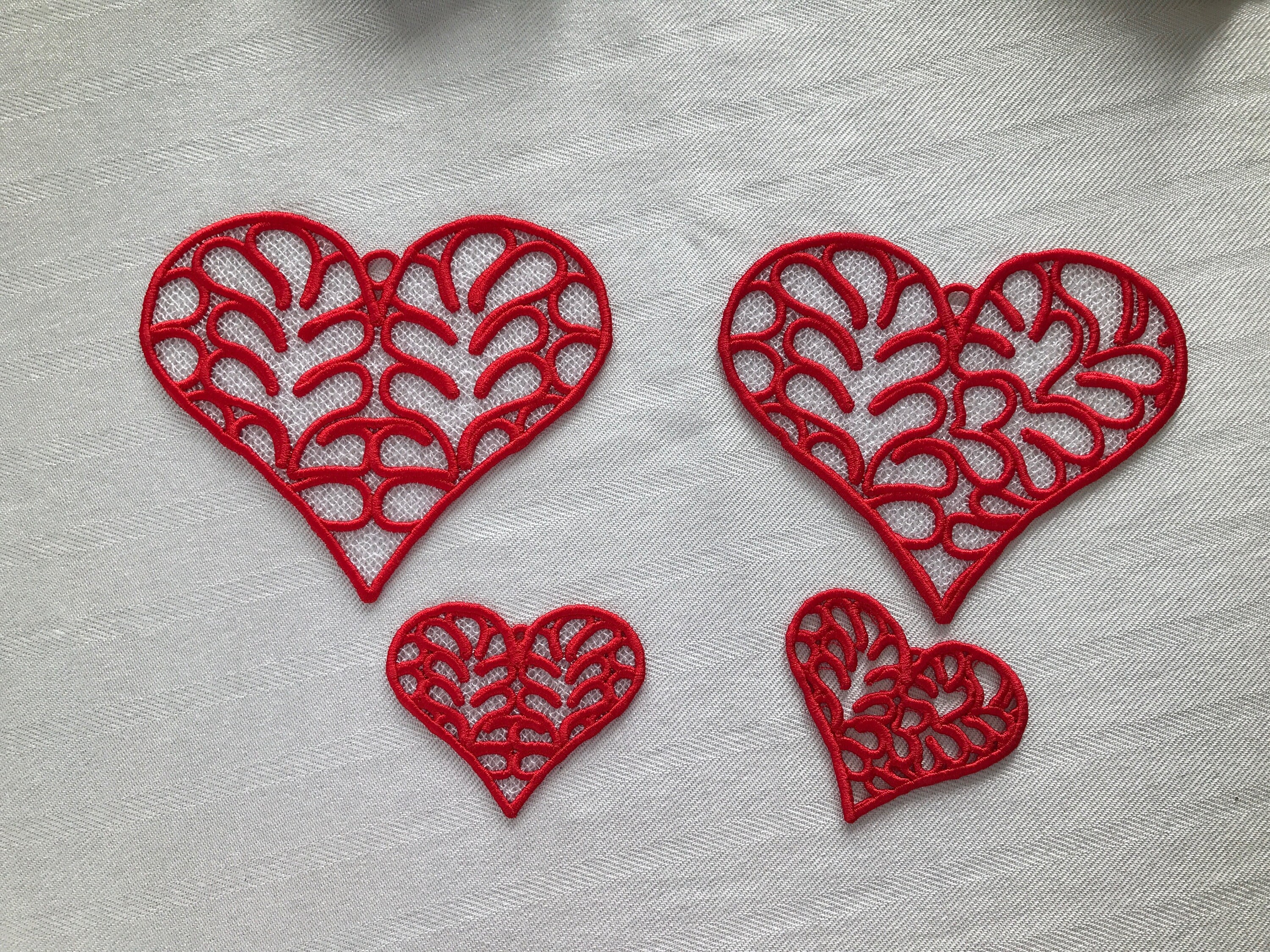 FSL Heart Embroidery Design - FSL Hearts Fit 4x4 or 5x7 Hoop - Free ...