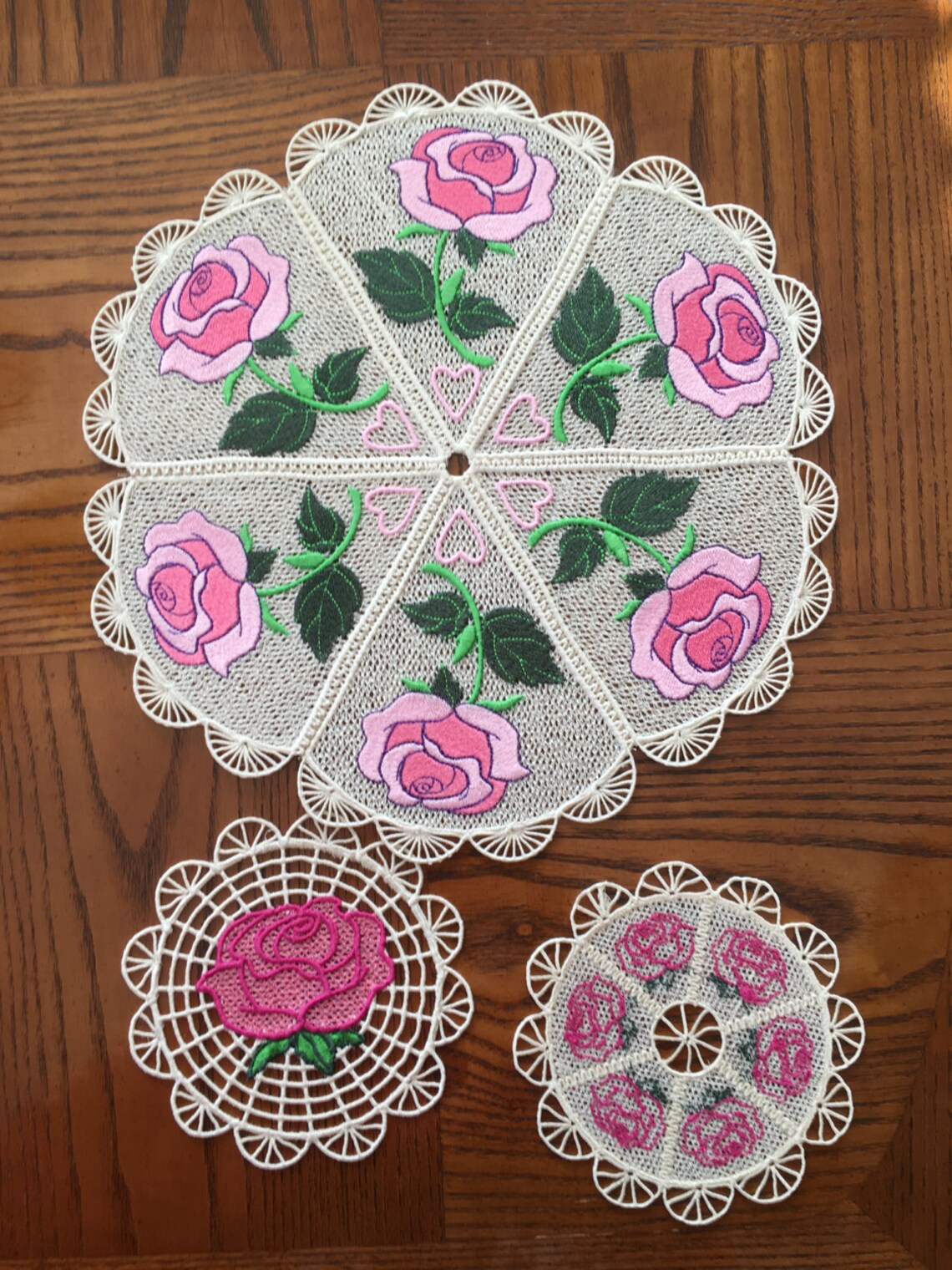 Rose FSL - Rose Doily -3 Free Standing Lace Doily Embroidery Designs ...
