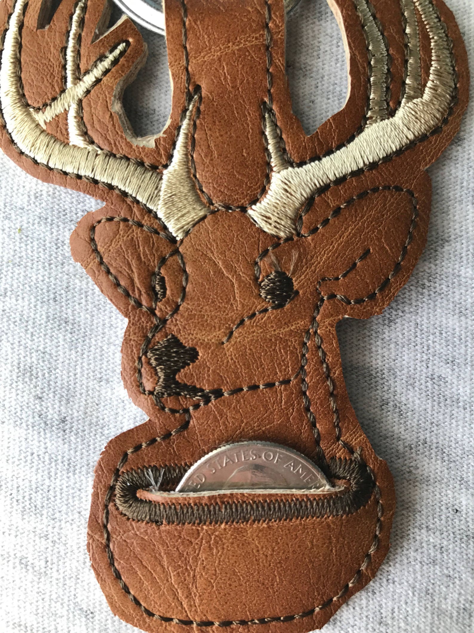 ITH Deer Head Key Fob Embroidery Design - Key Fob With Quarter Holder ...