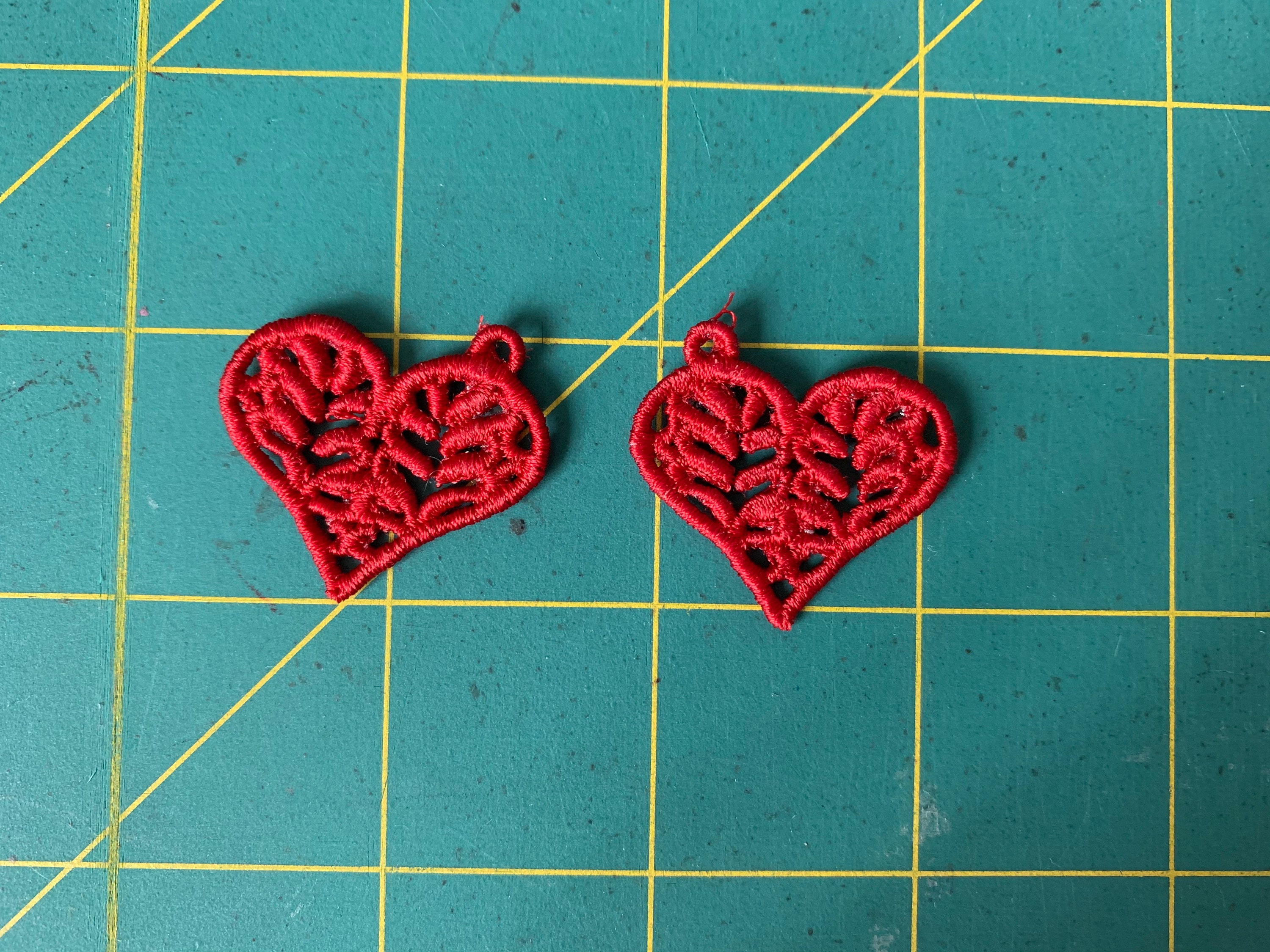FSL Heart Earring Embroidery Design Free Standing Lace Heart | Etsy UK
