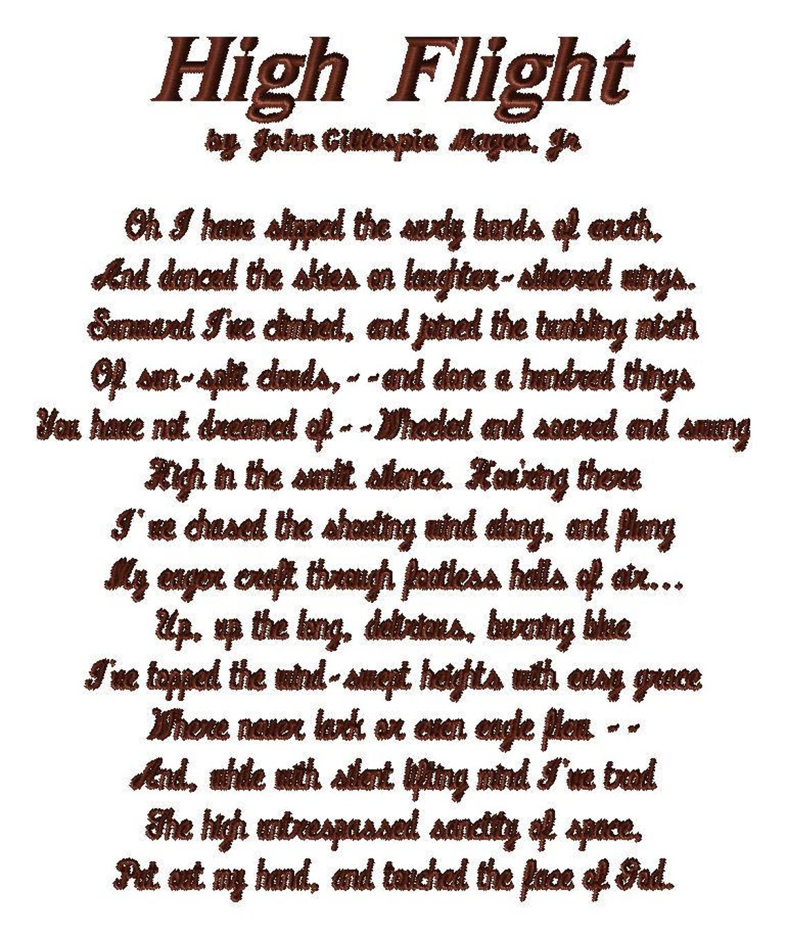 High Flight Embroidery Design High Flight With Wings - Etsy