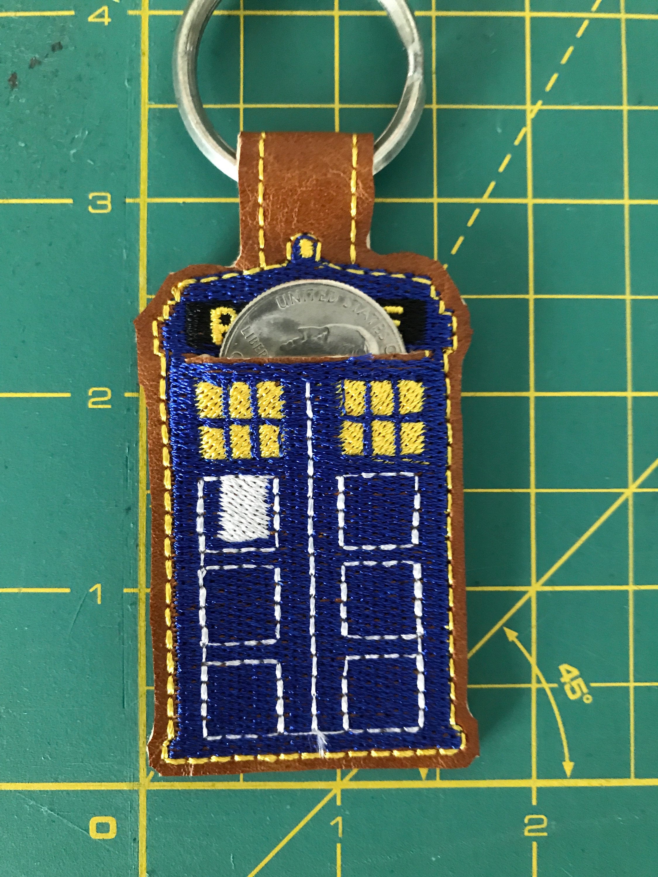 ITH Tardis Key Fob Embroidery Design - Tardis Key Fob With Quarter or ...