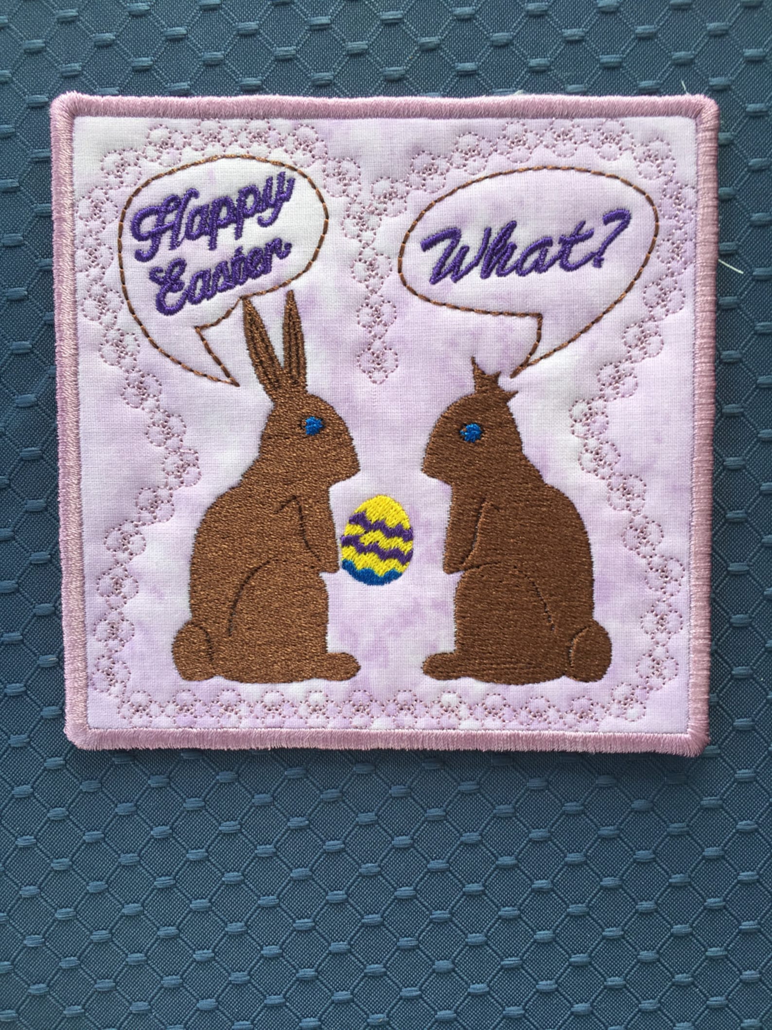 Happy Easter Easter Mug Rug Chocolate Rabbit ITH Design - Etsy