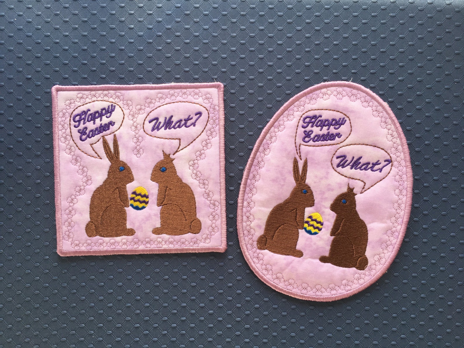 Happy Easter Easter Mug Rug Chocolate Rabbit ITH Design - Etsy