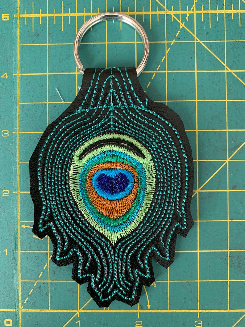 ITH Peacock Key Fob Embroidery Design - Key Fob With Quarter Holder ...