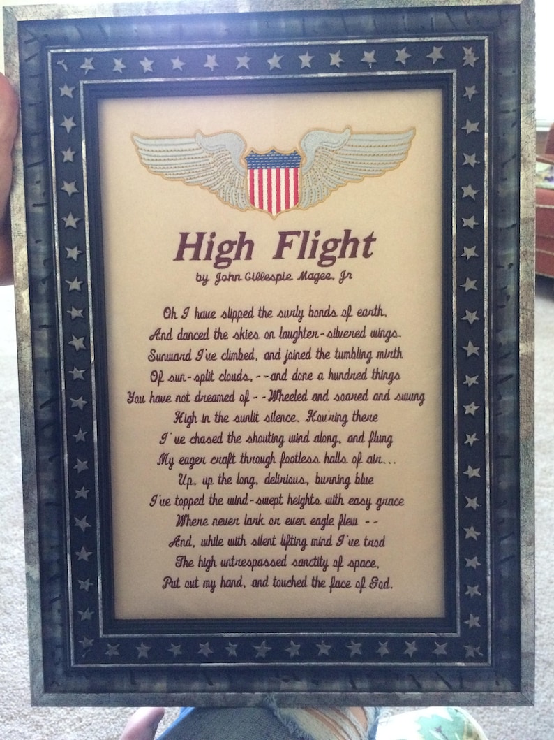 High Flight Embroidery Design High Flight With Wings - Etsy