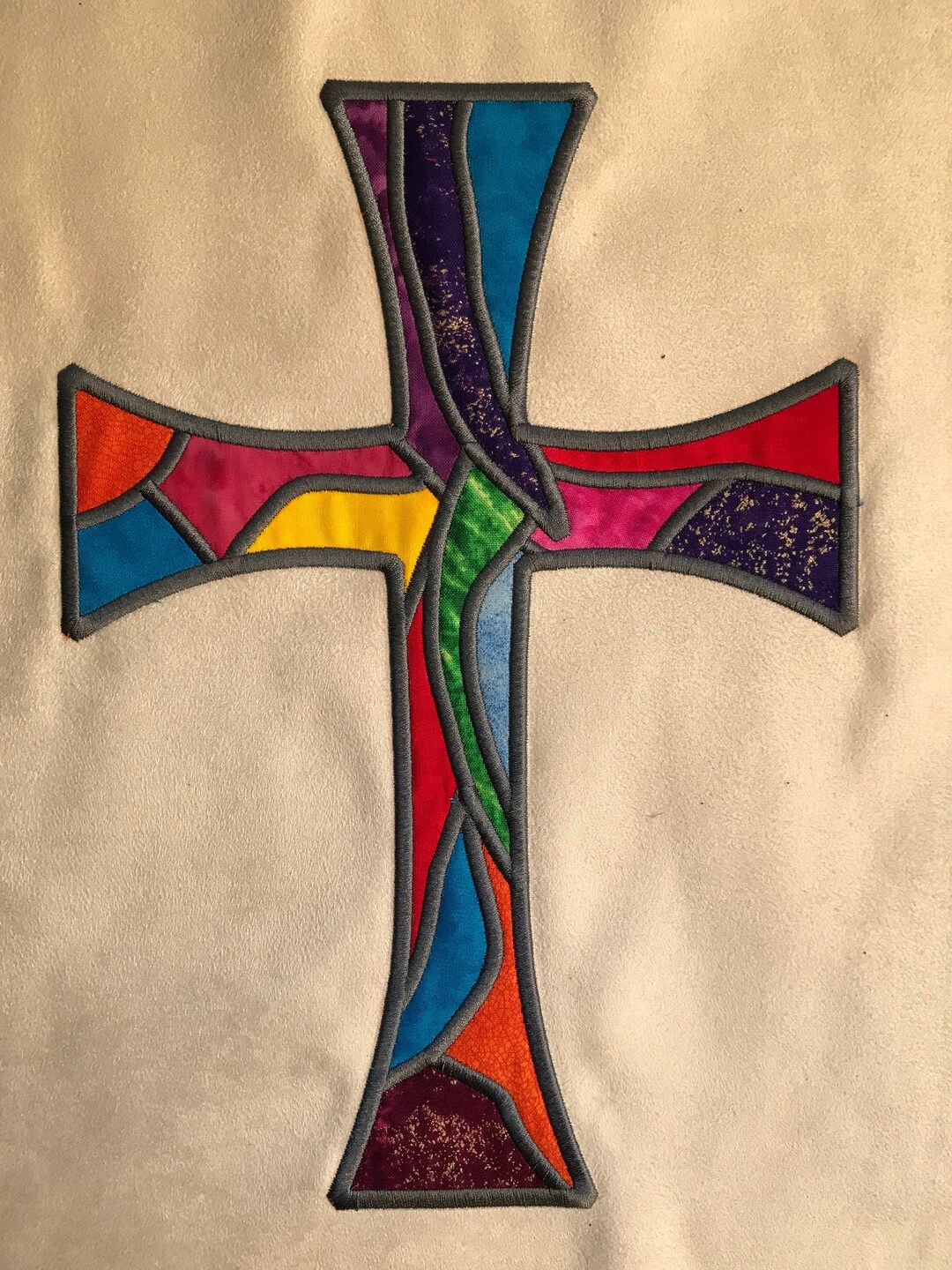 Stained Glass Cross Embroidery Design - Applique Design - 2 Sizes - 7. ...