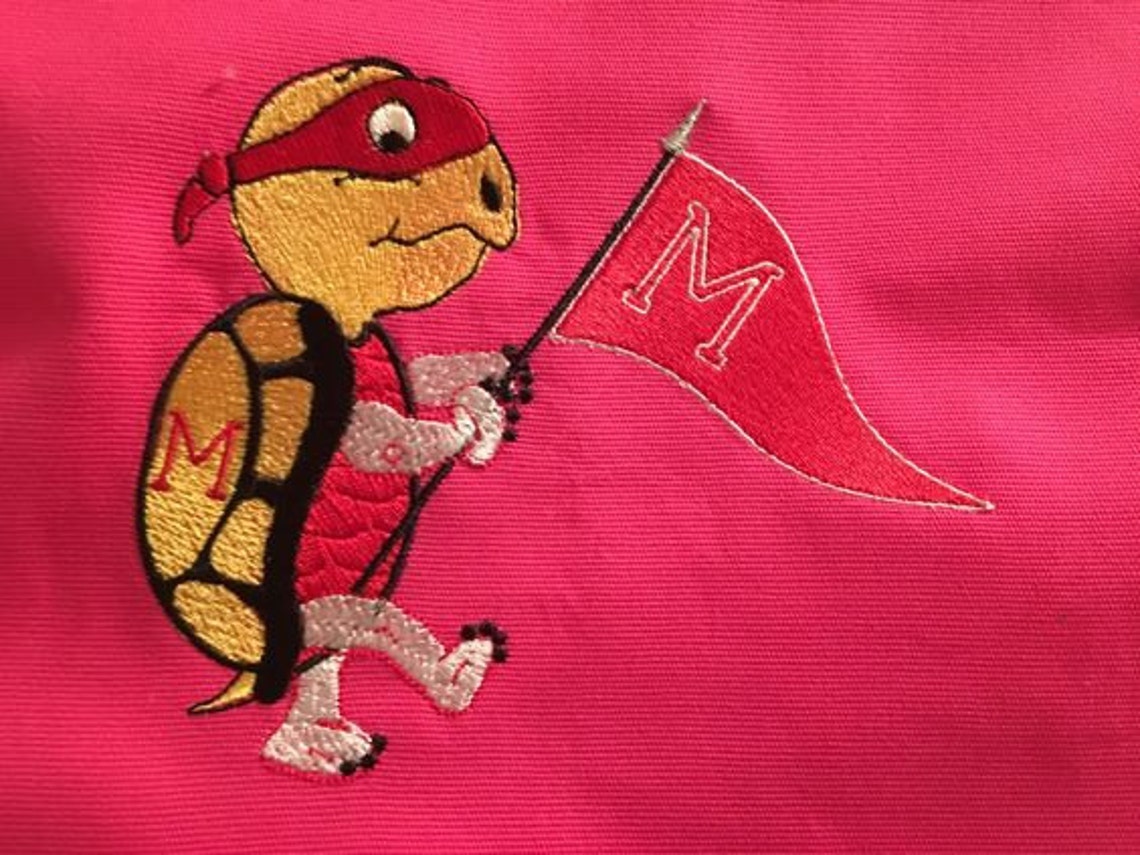 Cute Turtle Mascot - With Letter M - 6 in X 5 in - Turtle Embroidery ...