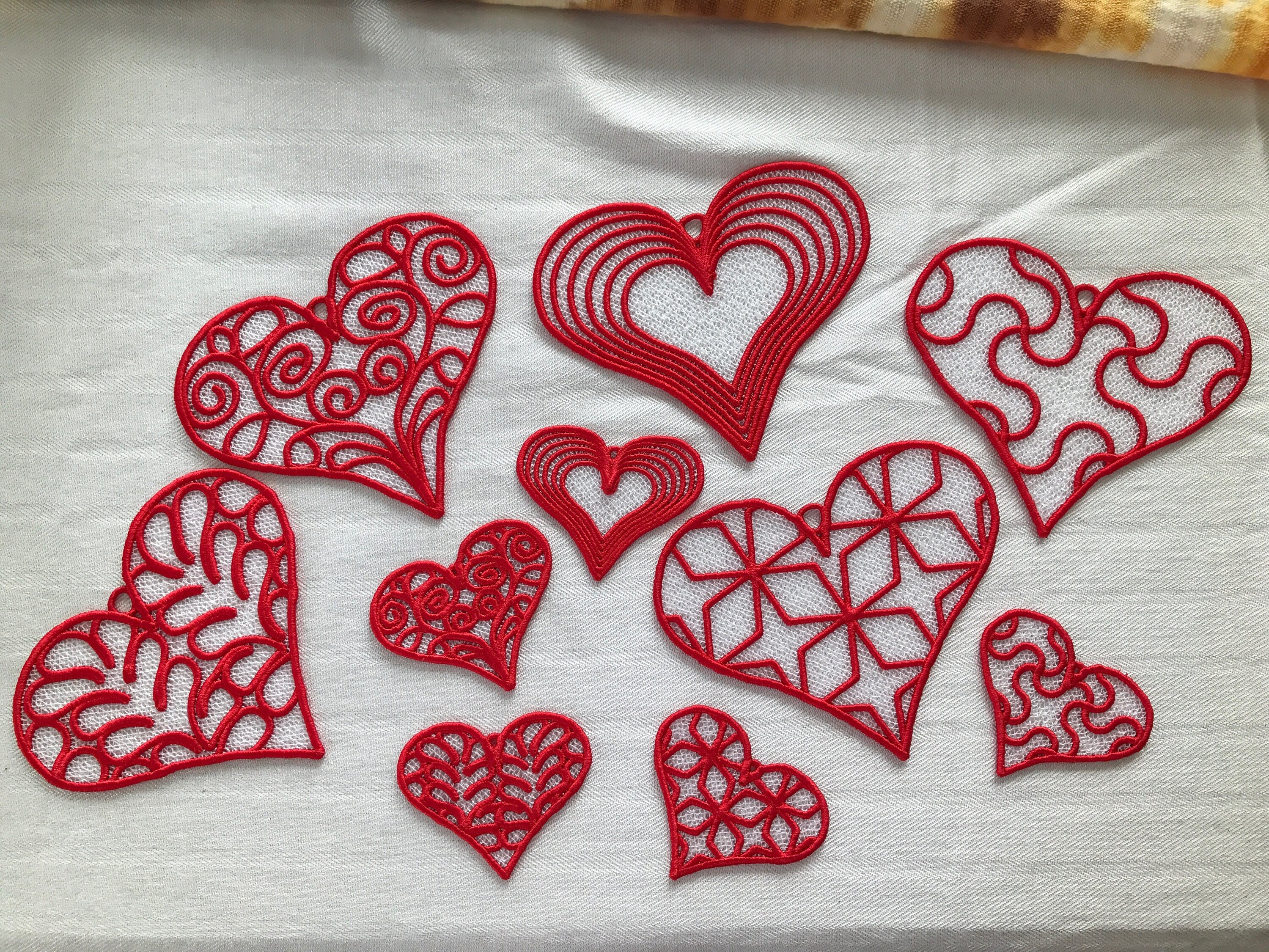 FSL Heart Embroidery Design - FSL Hearts Fit 4x4 or 5x7 Hoop - Free ...