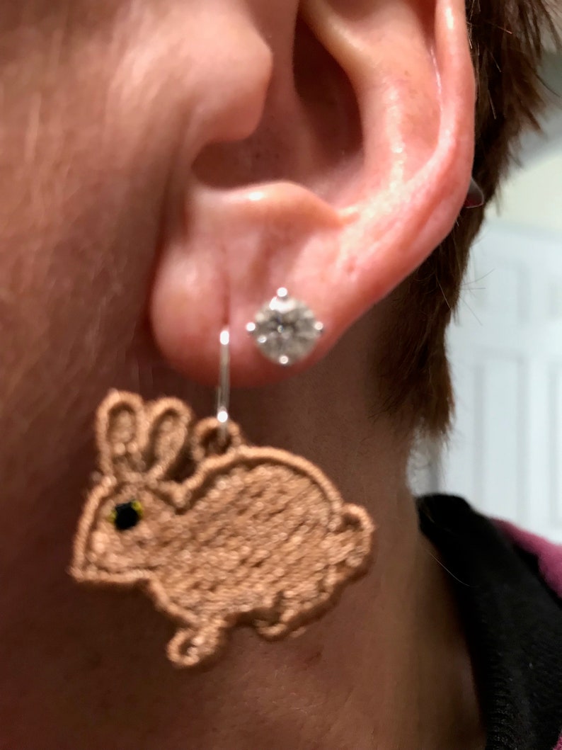 FSL Bunny Earrings Free Standing Lace Rabbit Earrings - Etsy