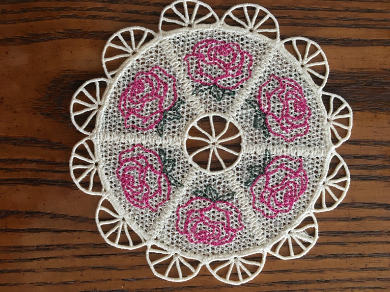 Rose FSL - Rose Doily -3 Free Standing Lace Doily Embroidery Designs ...