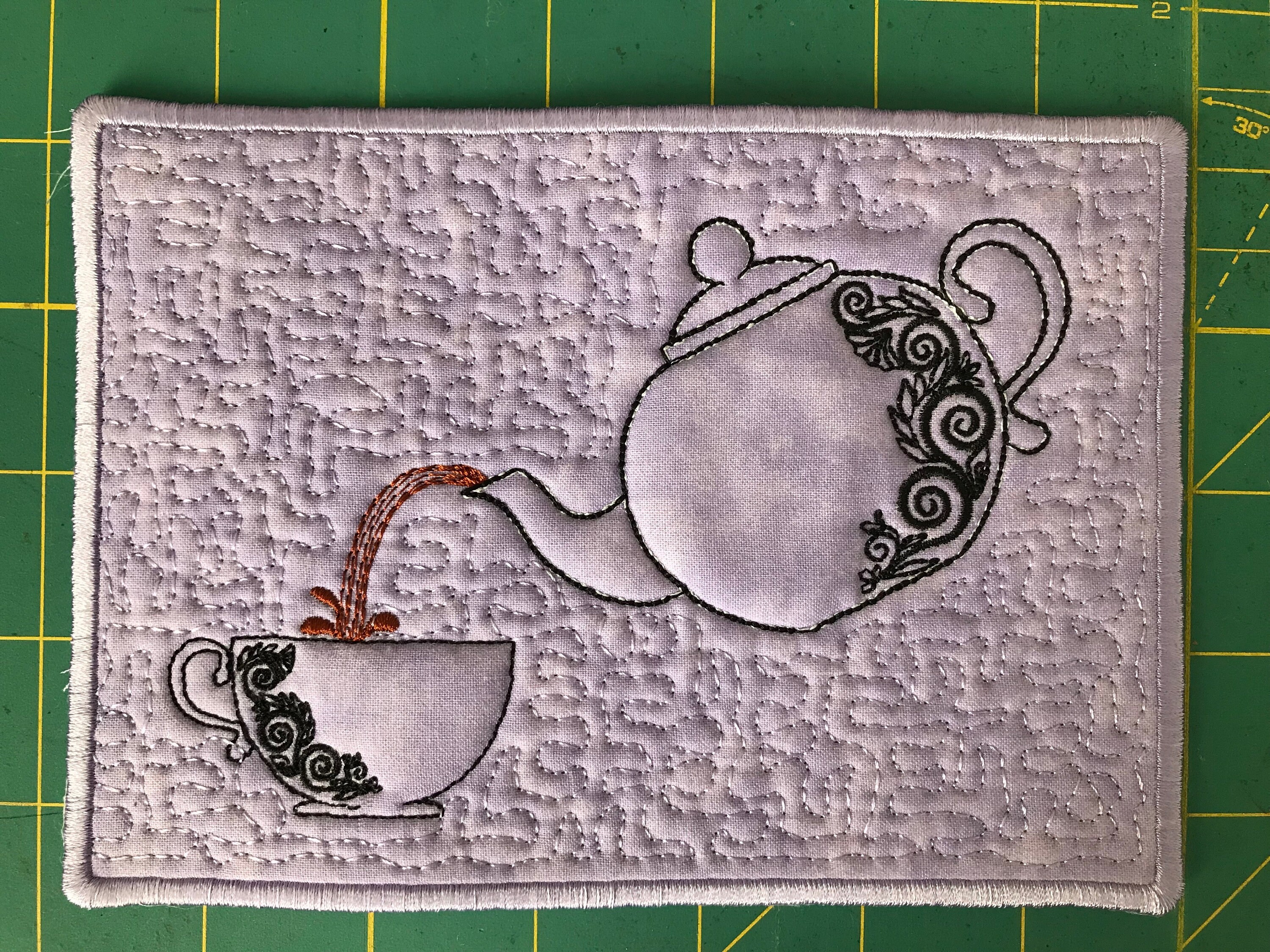 Tea Time ITH Mug Rug 4 Tea Time Mug Rug Embroidery Design - Etsy