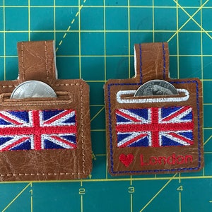 ITH Union Jack Key Fob Embroidery Design - British Flag Key Fob With Quarter or Pound Holder ...