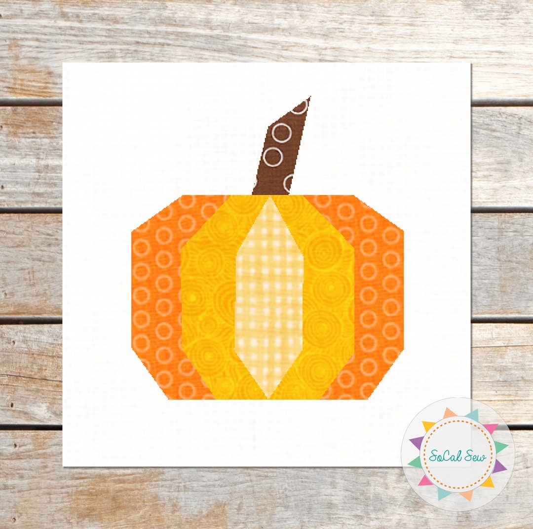 Pumpkin Quilt Block Pattern FPP Foundation Block Paper Piecing Paper ...