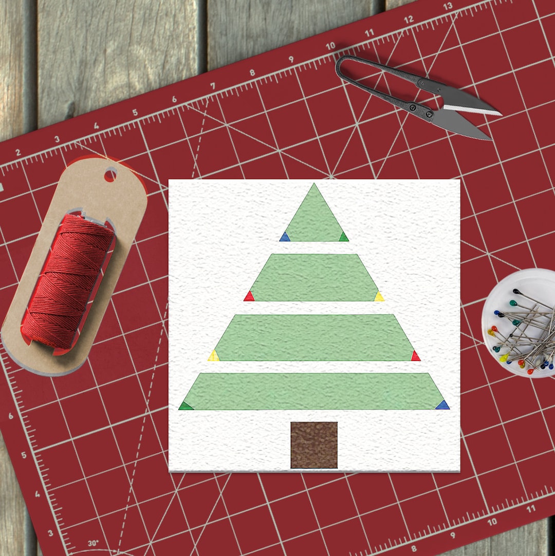 Festive Christmas Tree Paper Pieced Block With Ornaments - Foundation ...