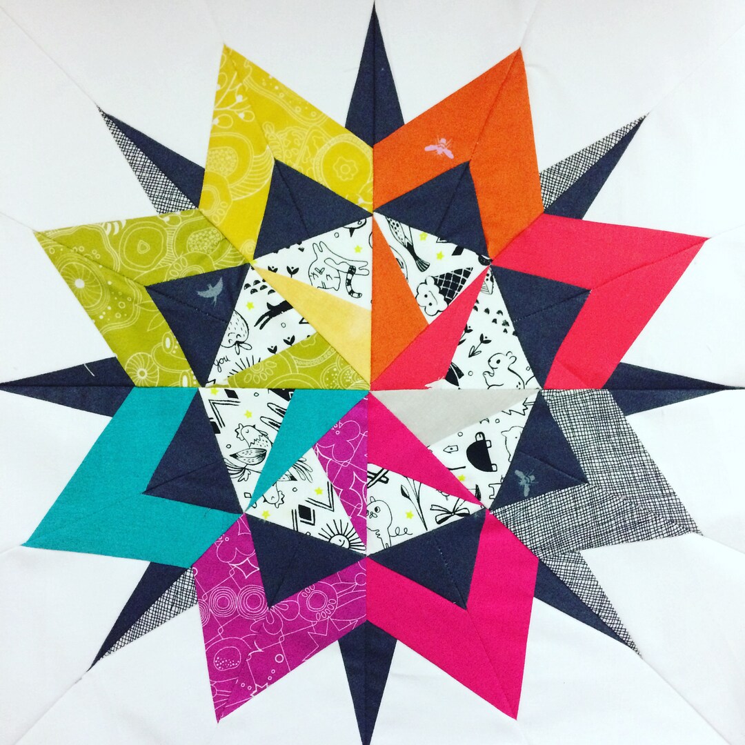 20” Pop Star Quilt Pattern - PDF Quilt Block Download - Foundation ...