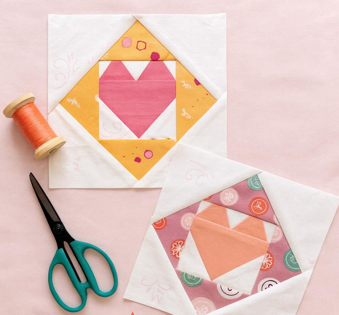 6" Easy FPP Heart Quilt Block Pattern | Valentine’s Day Wedding ...