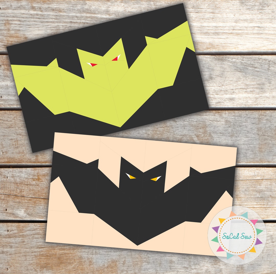 Halloween Bat Quilt Block Pattern - Foundation Piece Pattern - Paper ...