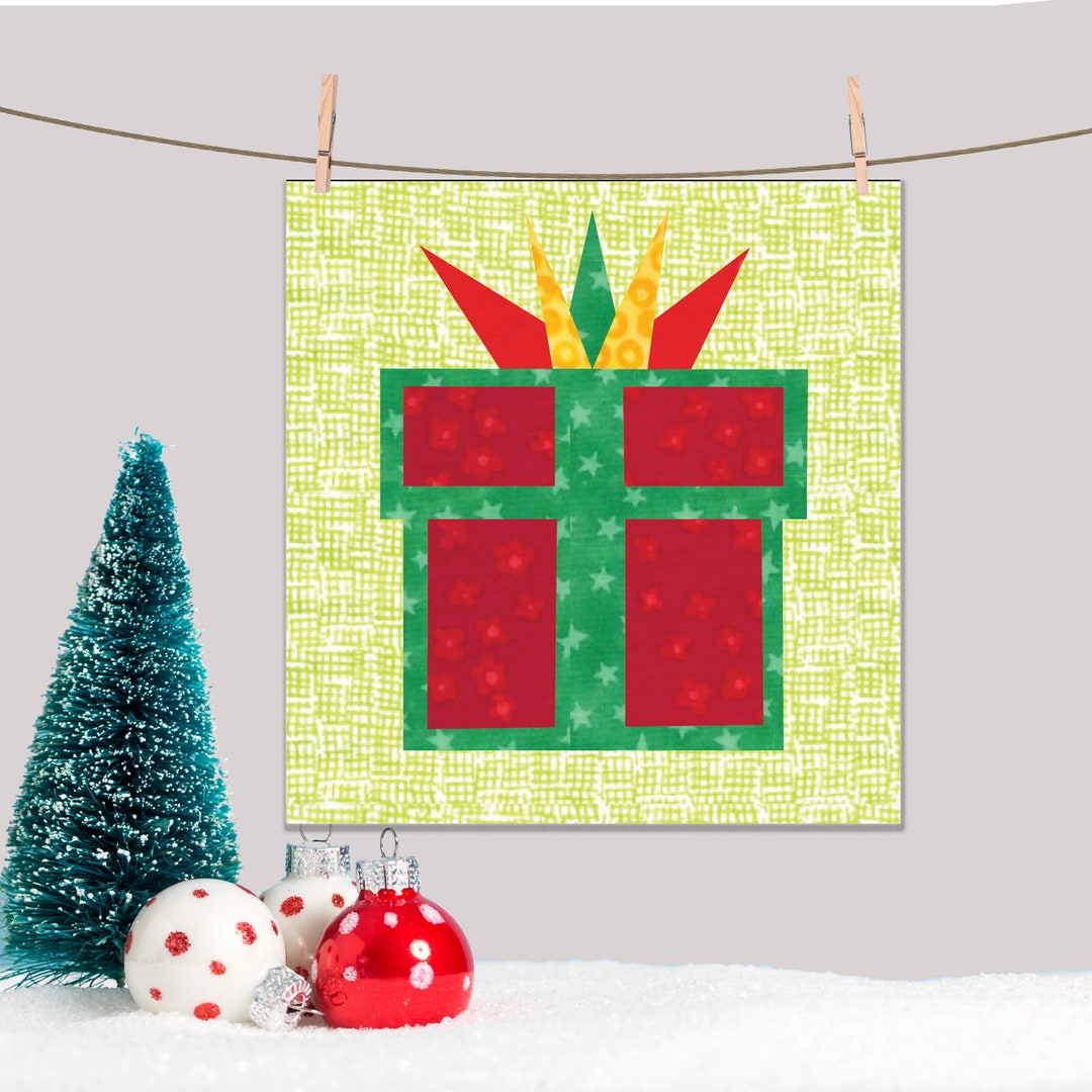 8 Christmas Quilt Pattern Block Present Pattern Foundation Paper Pieced ...