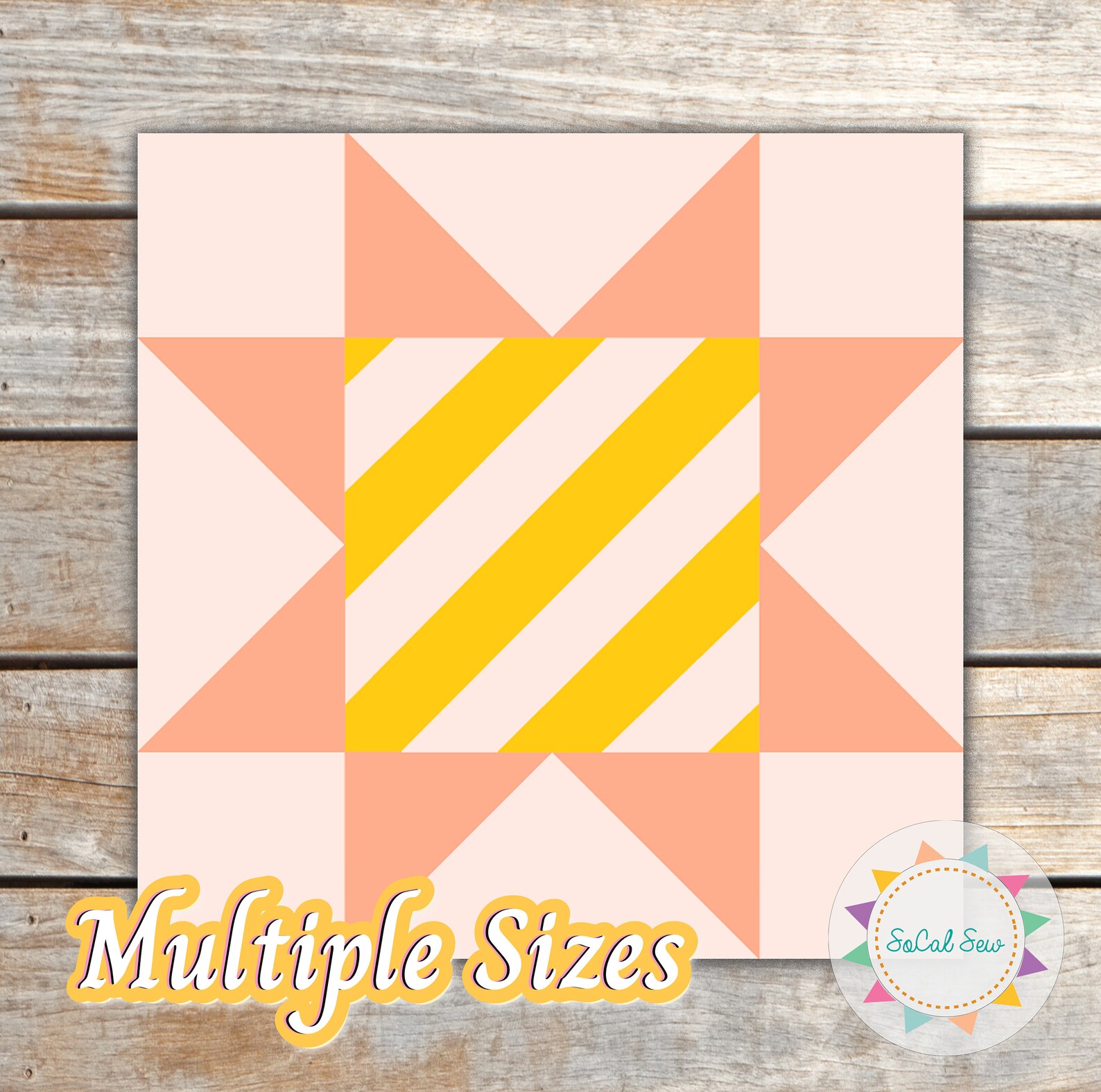 Striped Sawtooth Star Quilt Block Multiple Sizes 6 Inch and 9 Inch ...