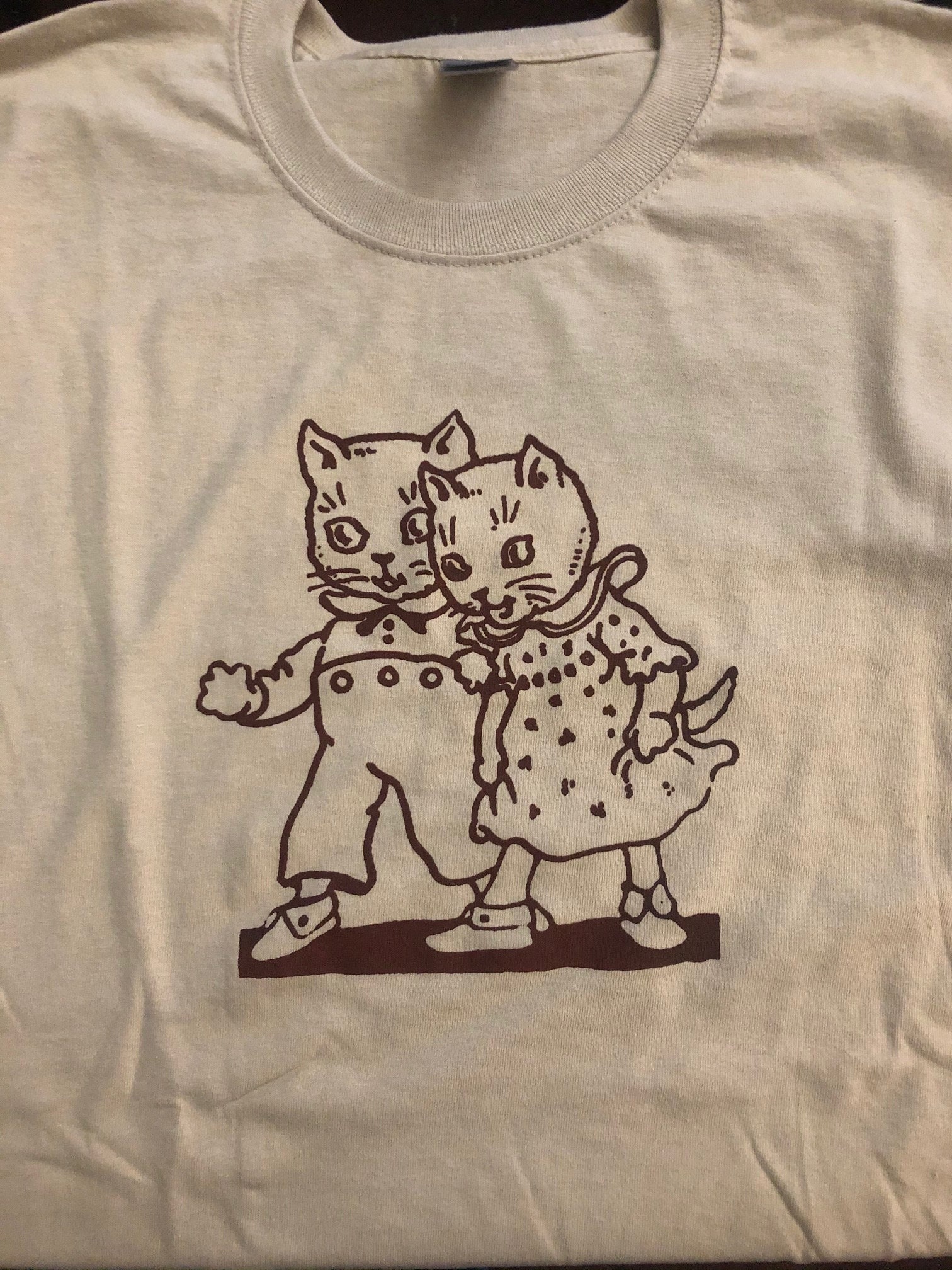 Super Cute Kitty Cat Couple Screen Printed T Shirt Feline - Etsy